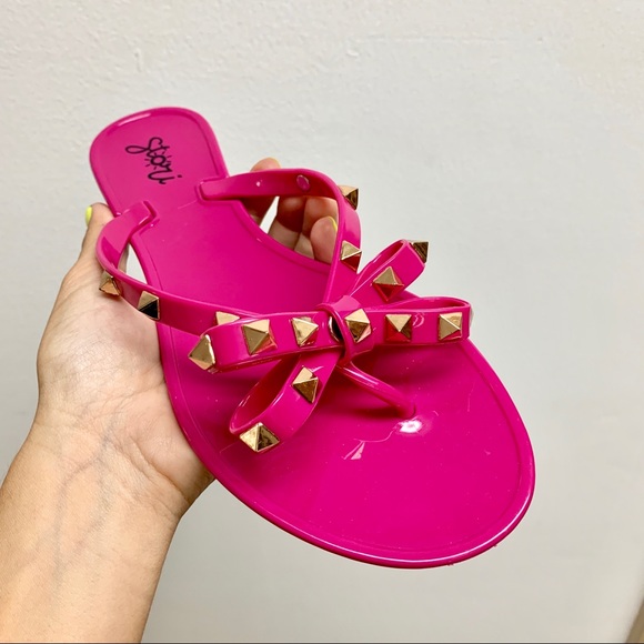 Shoes | Fuchsia Jelly Studded Sandal | Poshmark